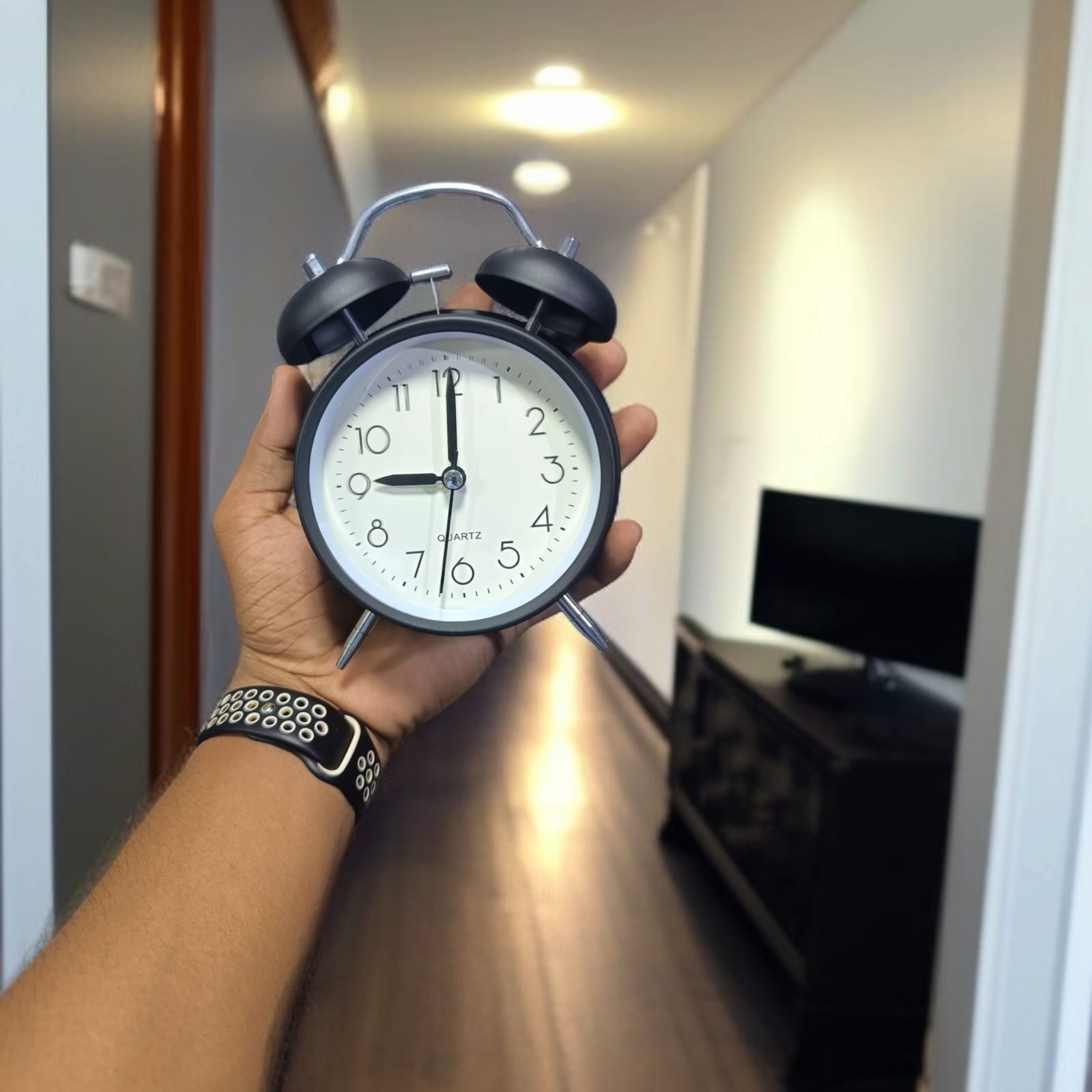 Bell Alarm Matt Black Clock (TC-209)